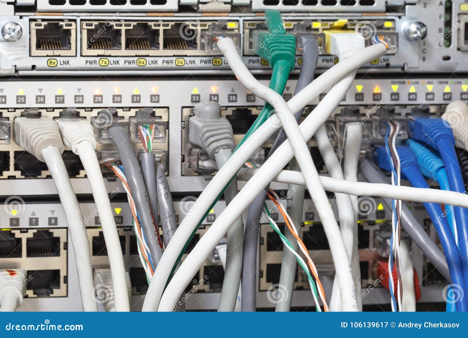 Twisted into a Bundle of Wire and Patch Cords. Stock Image - Image of ...