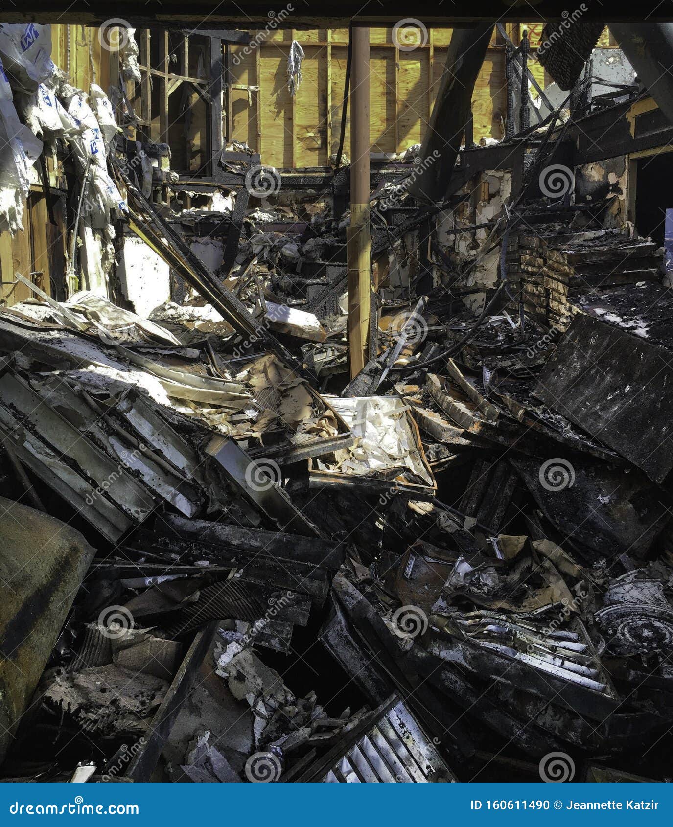 Twisted Burnt Rubble from Warehouse Fire Stock Photo - Image of ...