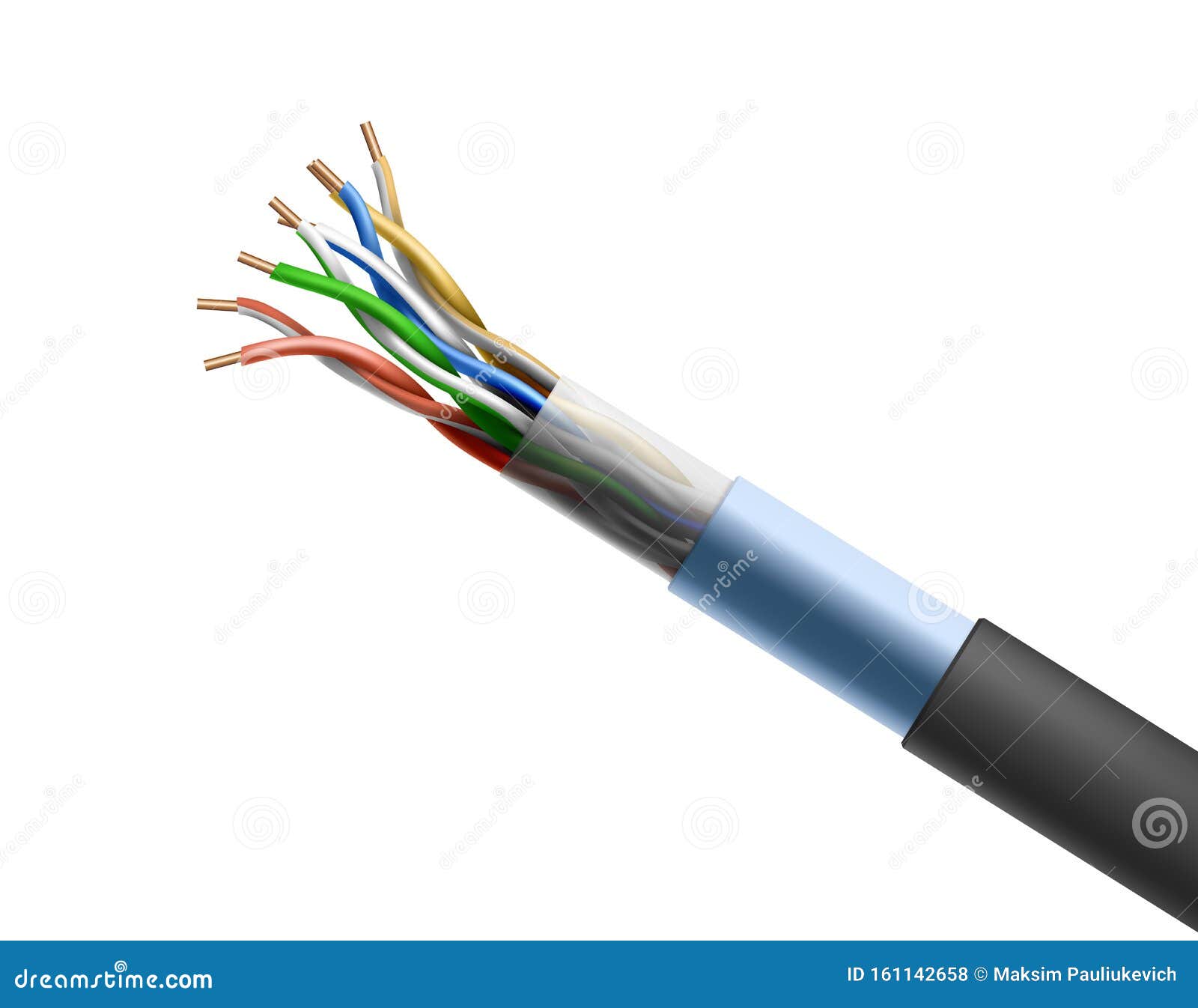 Twisted-pair Cable With Symbols. Foil Shielded Cable Cartoon Vector ...