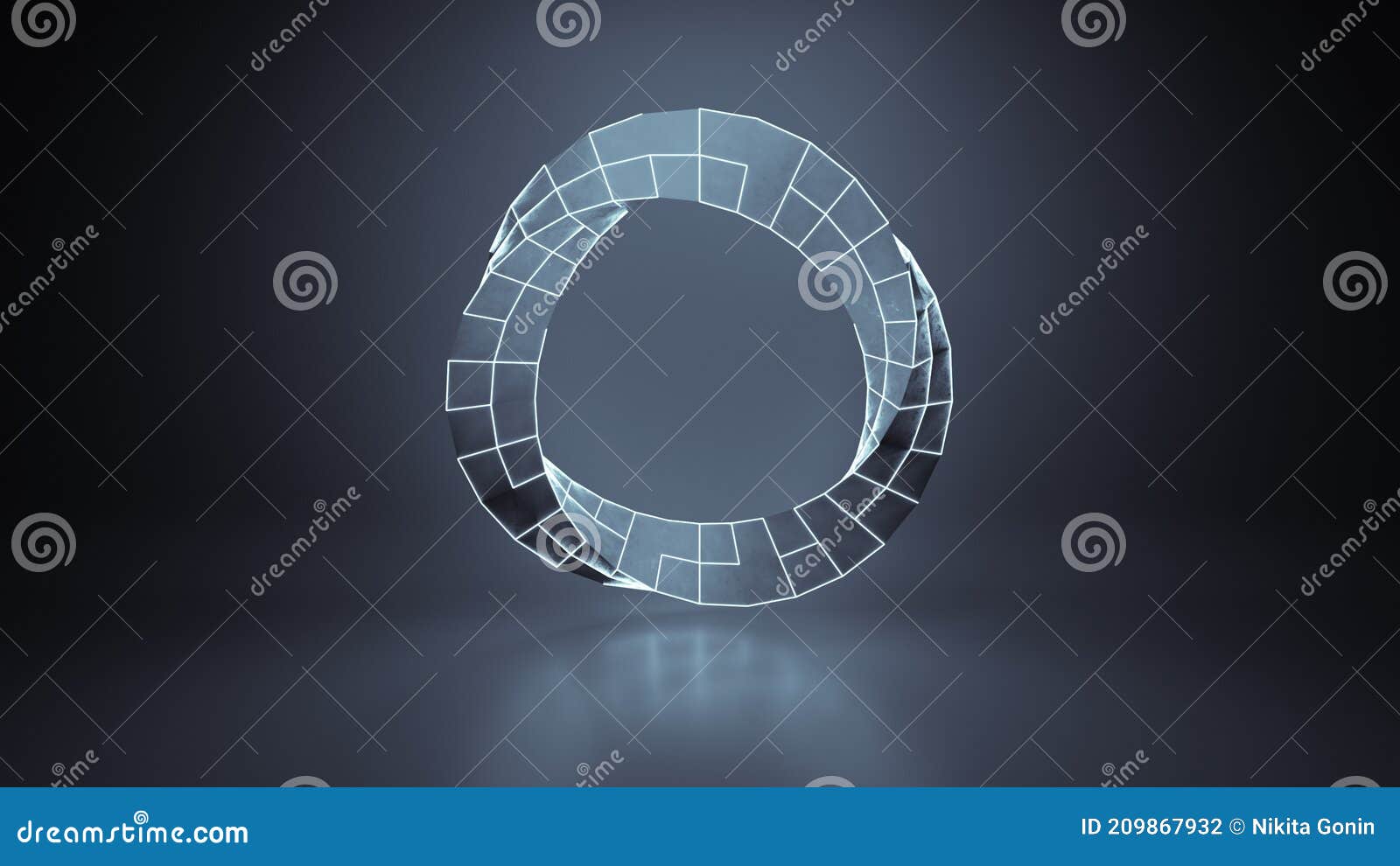 Twisted Circle Sci-fi Shape 3D Render Stock Illustration - Illustration ...