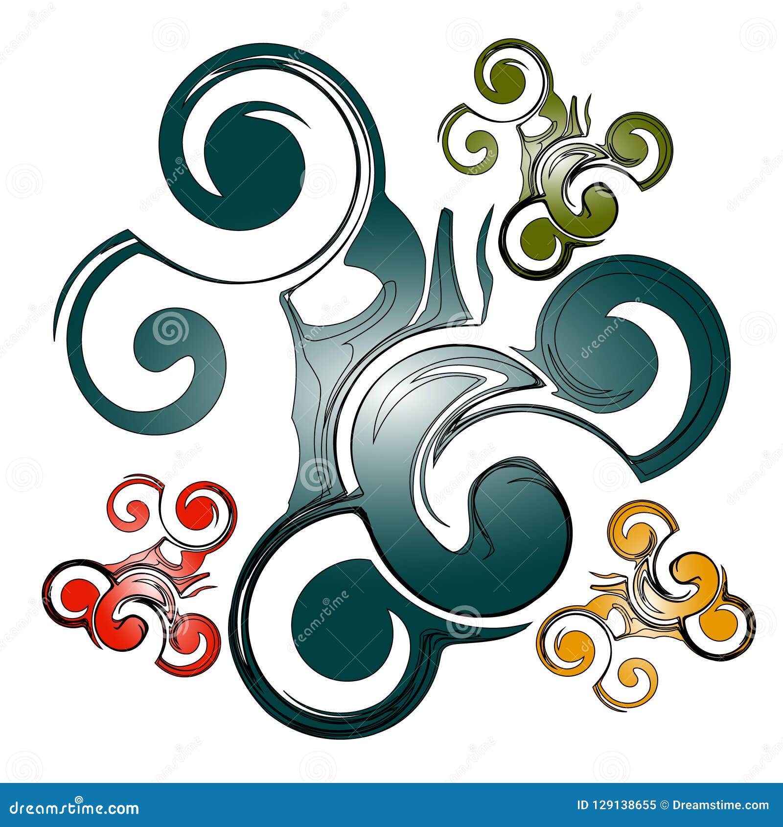 Twisted Circles in Patterns of Different Colors. Stock Illustration ...
