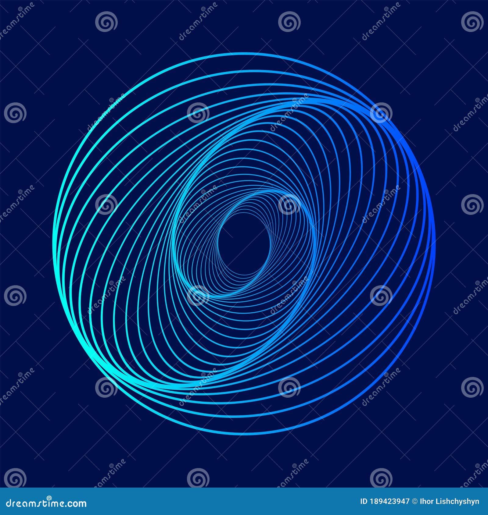 Twisted Colored Spiral. Wireframe Circle Shape. Vector Technology ...