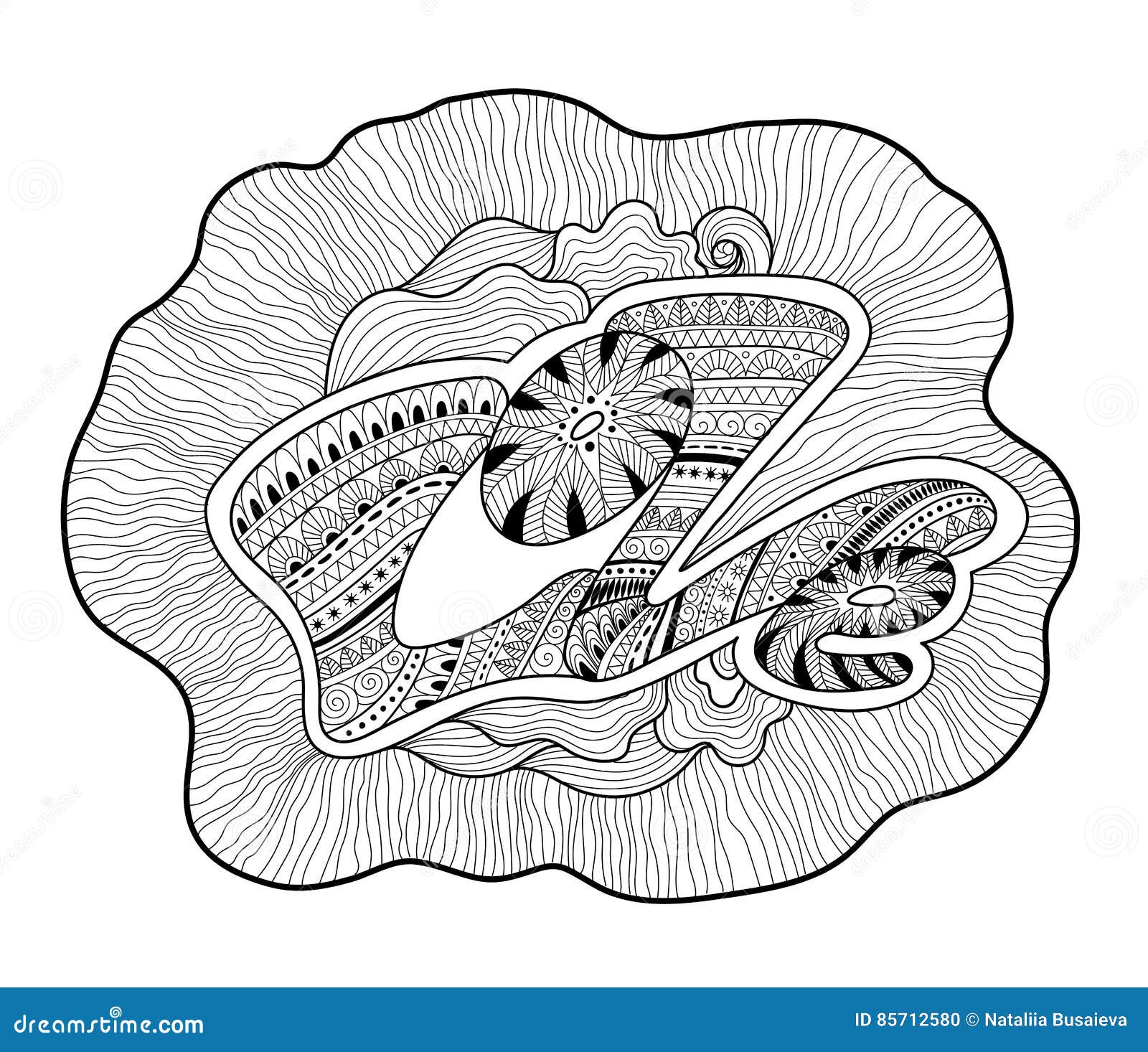 Twisted Doodle Line Art Patterns Coloring Page. Psychedelic Stylish ...