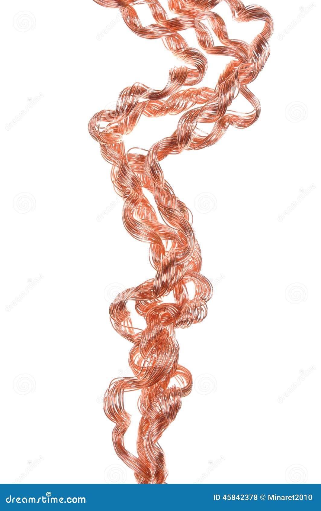 Twisted Copper Wire on White Background Stock Photo - Image of design ...