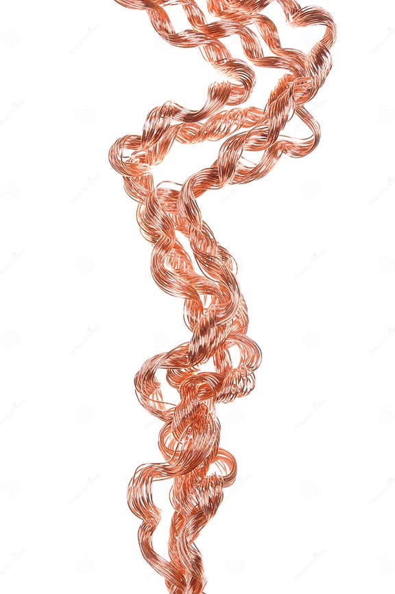 Twisted Copper Wire on White Background Stock Photo - Image of design ...