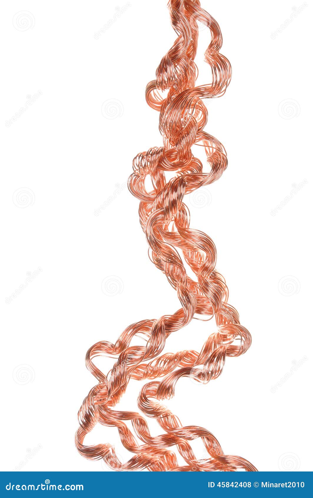 Twisted Copper Wire on White Background Stock Photo - Image of metal ...