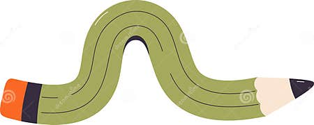 Twisted Curved Pencil stock illustration. Illustration of simple ...