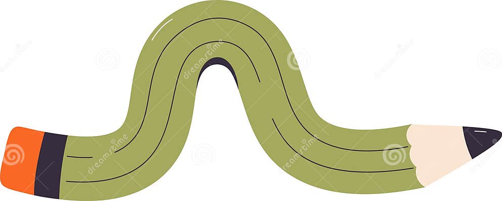 Twisted Curved Pencil stock illustration. Illustration of simple ...
