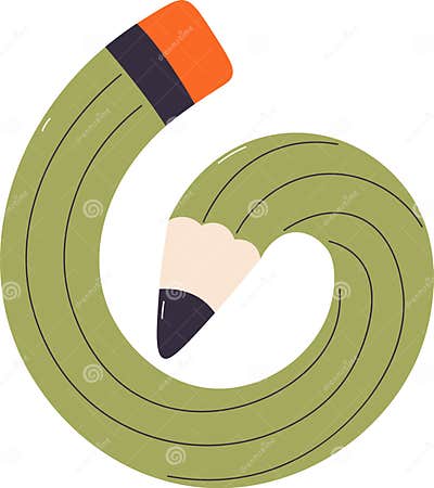 Twisted Curved Pencil stock illustration. Illustration of circle ...