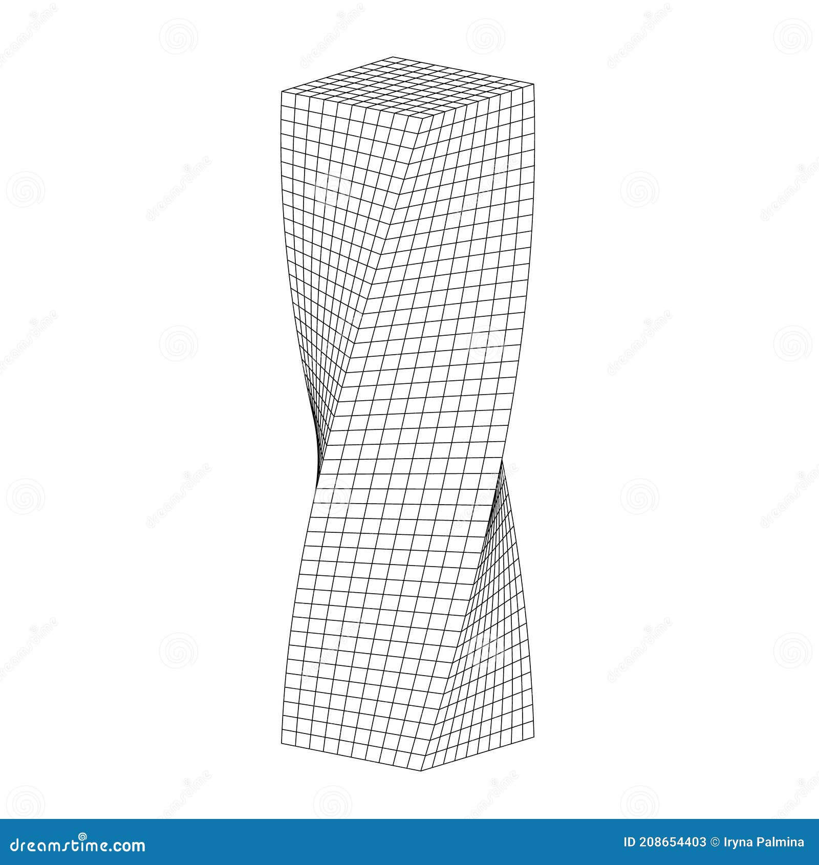 Twisted 3d Abstract Geometric Shape. Deformed Mesh Obelisk with ...