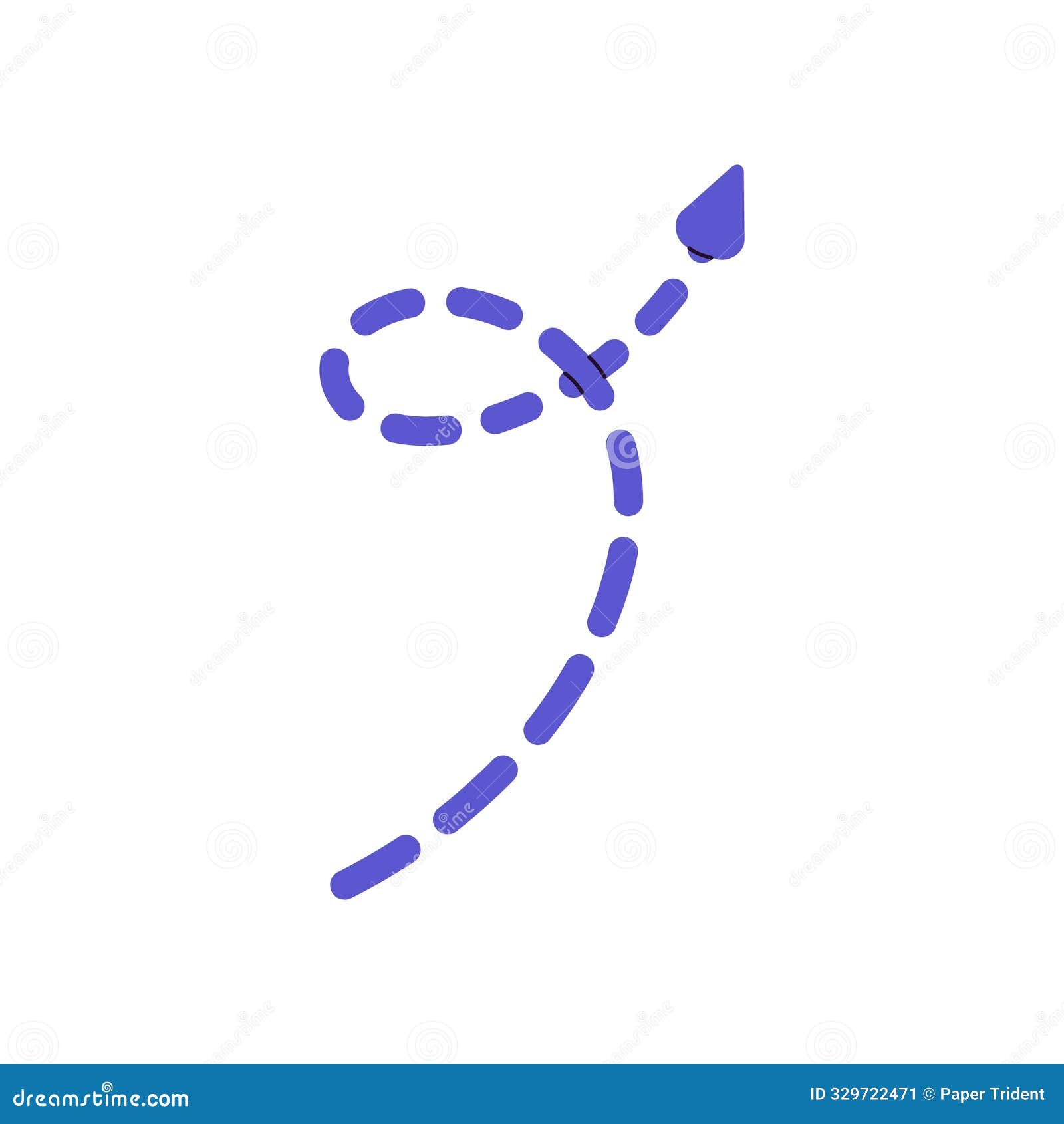 Twisted Dashed Line with Cursor To Showing Direction. Bold Arrow with ...