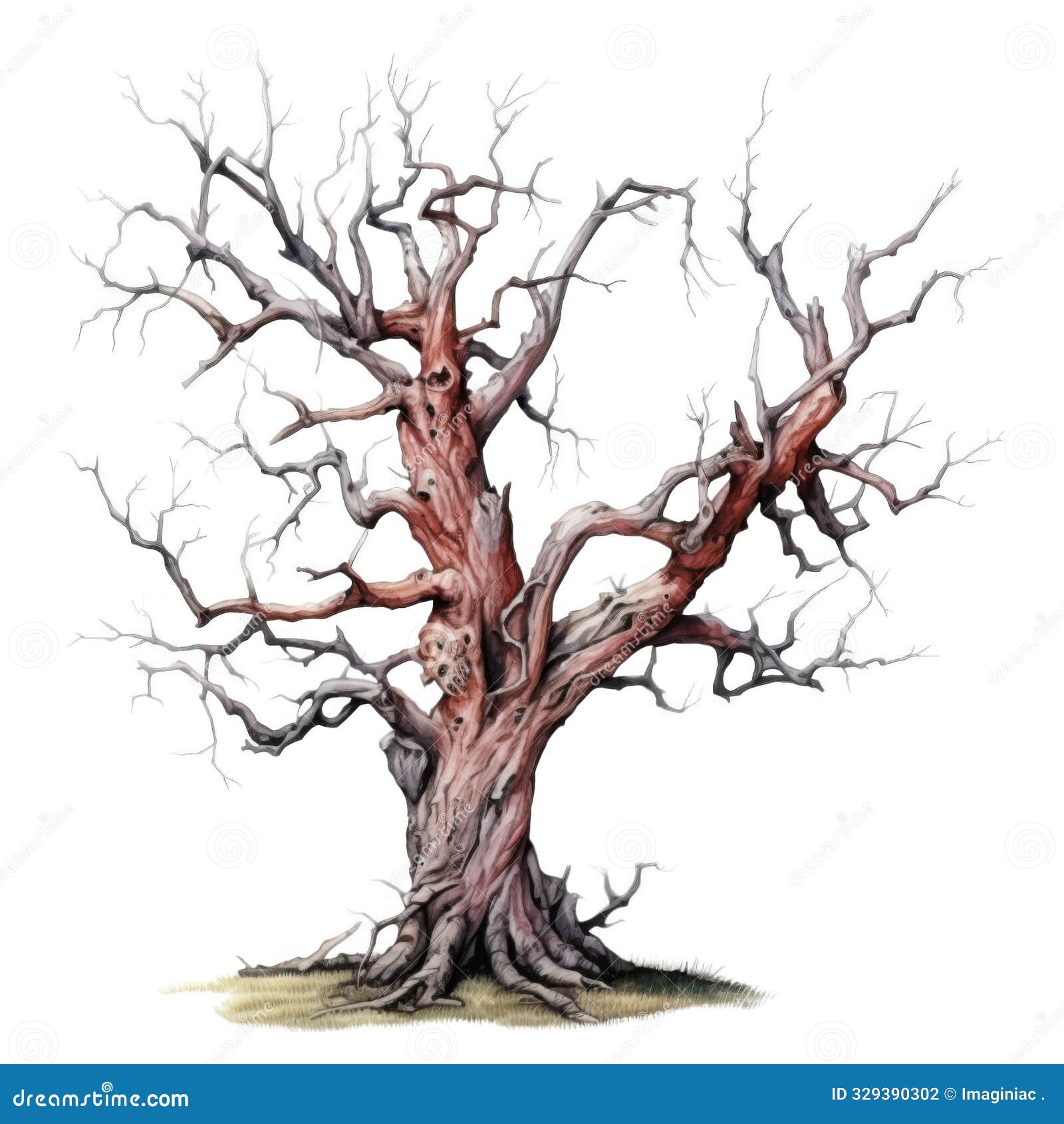 A Twisted, Dead Tree with Twisted Branches and Bark Stock Photo ...