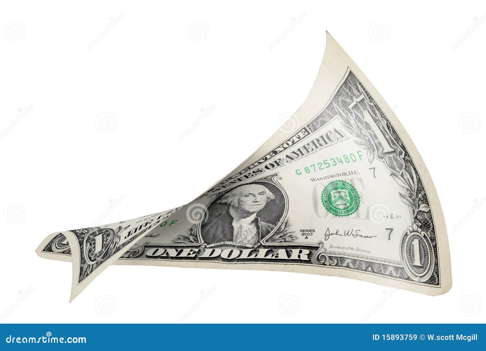 Twisted dollar bill stock image. Image of white, finances - 15893759
