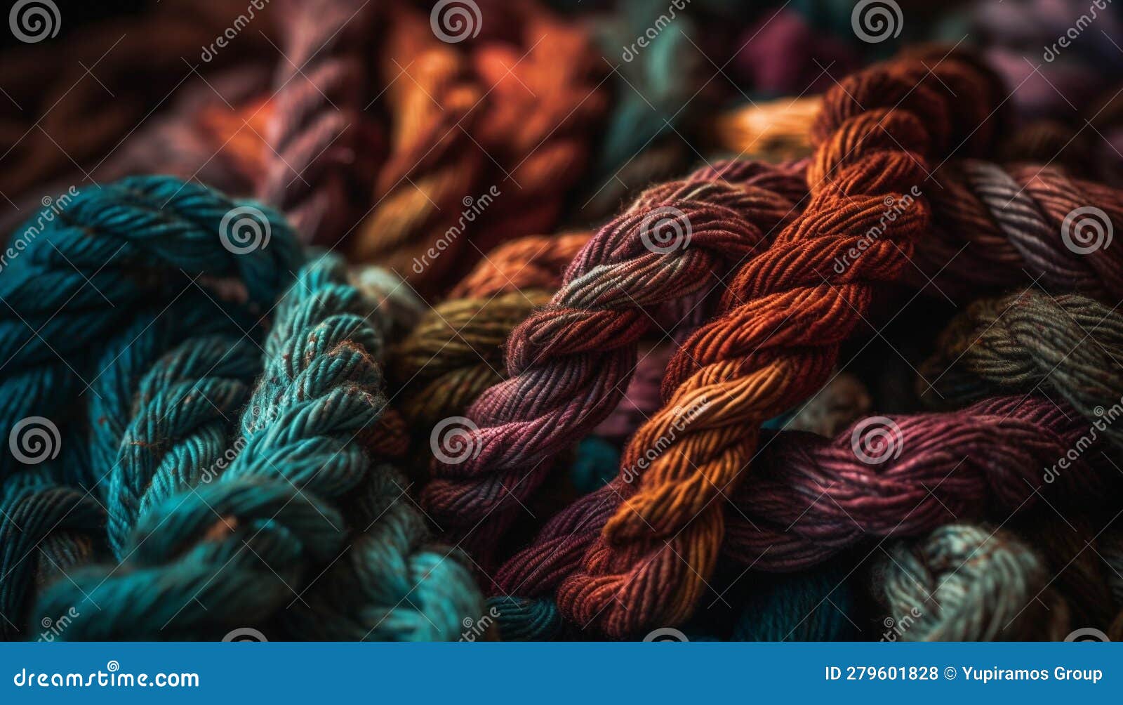 Twisted Fiber Spool Tied Up with Multi Colored Thread for Sewing ...