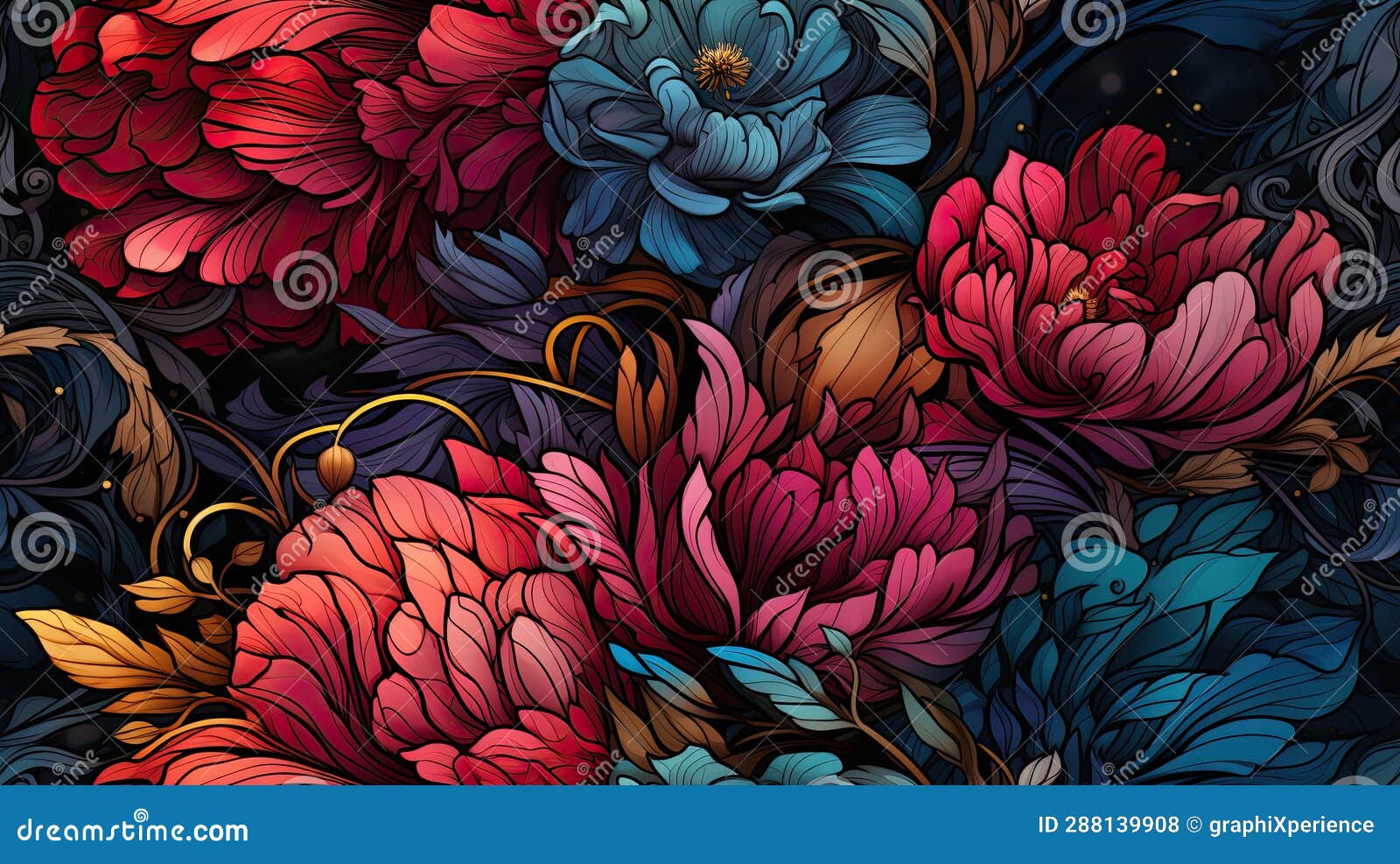 Twisted Florals in Evelyns Style Stock Illustration - Illustration of ...