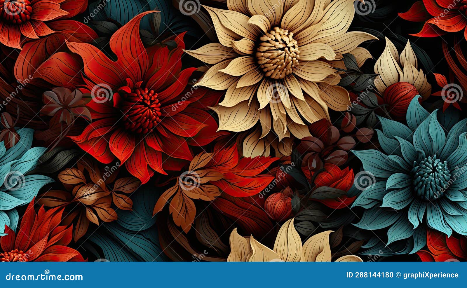 Twisted Florals in Evelyns Style Stock Illustration - Illustration of ...