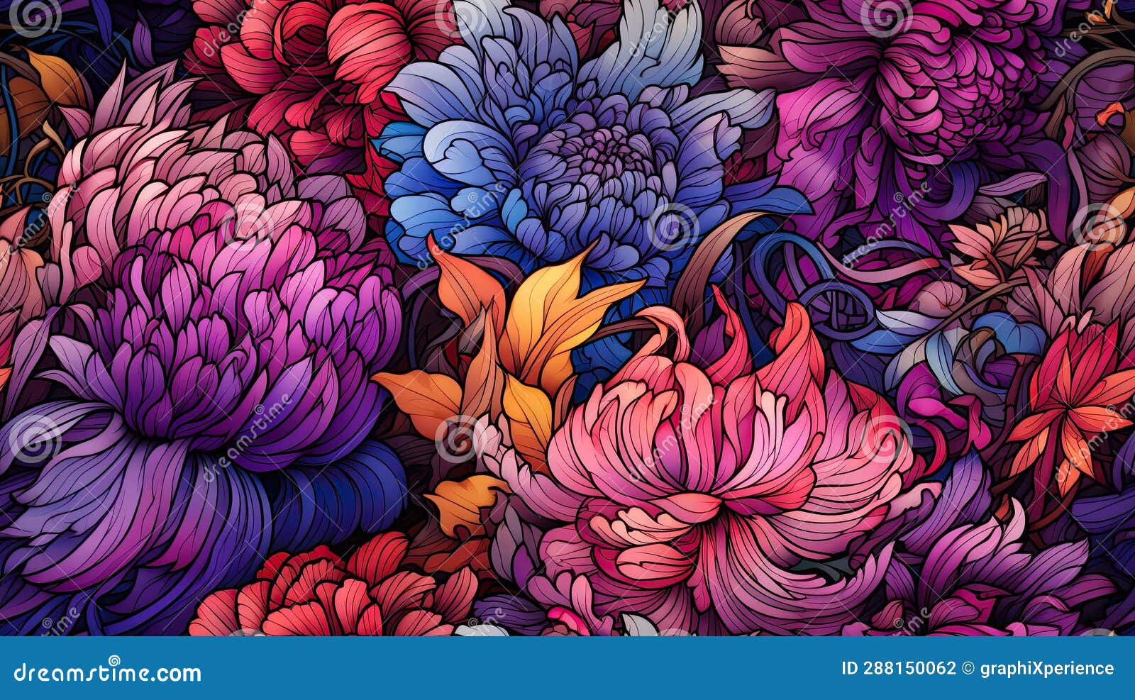 Twisted Florals in Evelyns Style Stock Illustration - Illustration of ...
