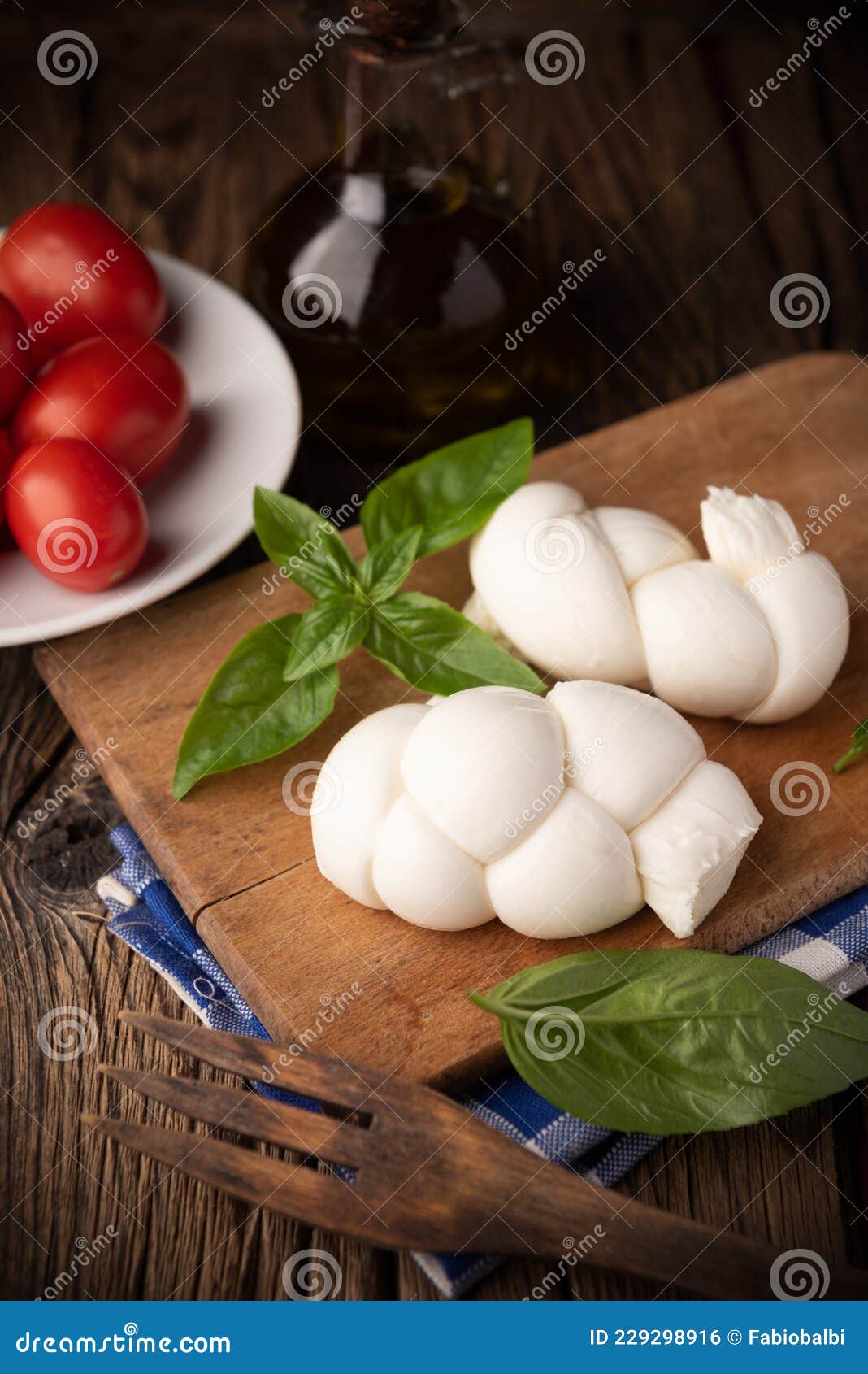 Twisted Fresh Italian Mozzarella Treccia. Italian Soft Cheese Stock ...