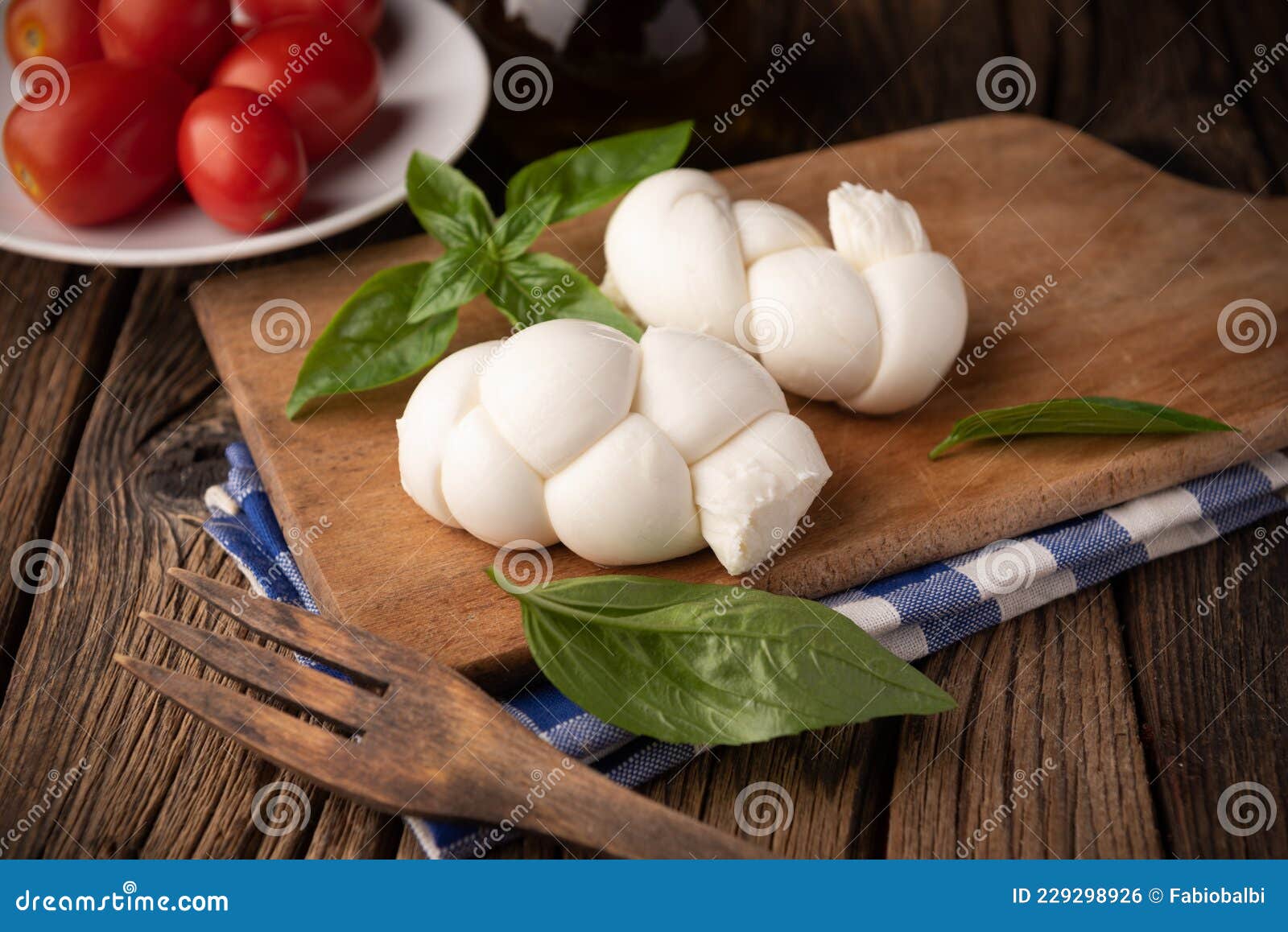 Twisted Fresh Italian Mozzarella Treccia. Italian Soft Cheese Stock ...