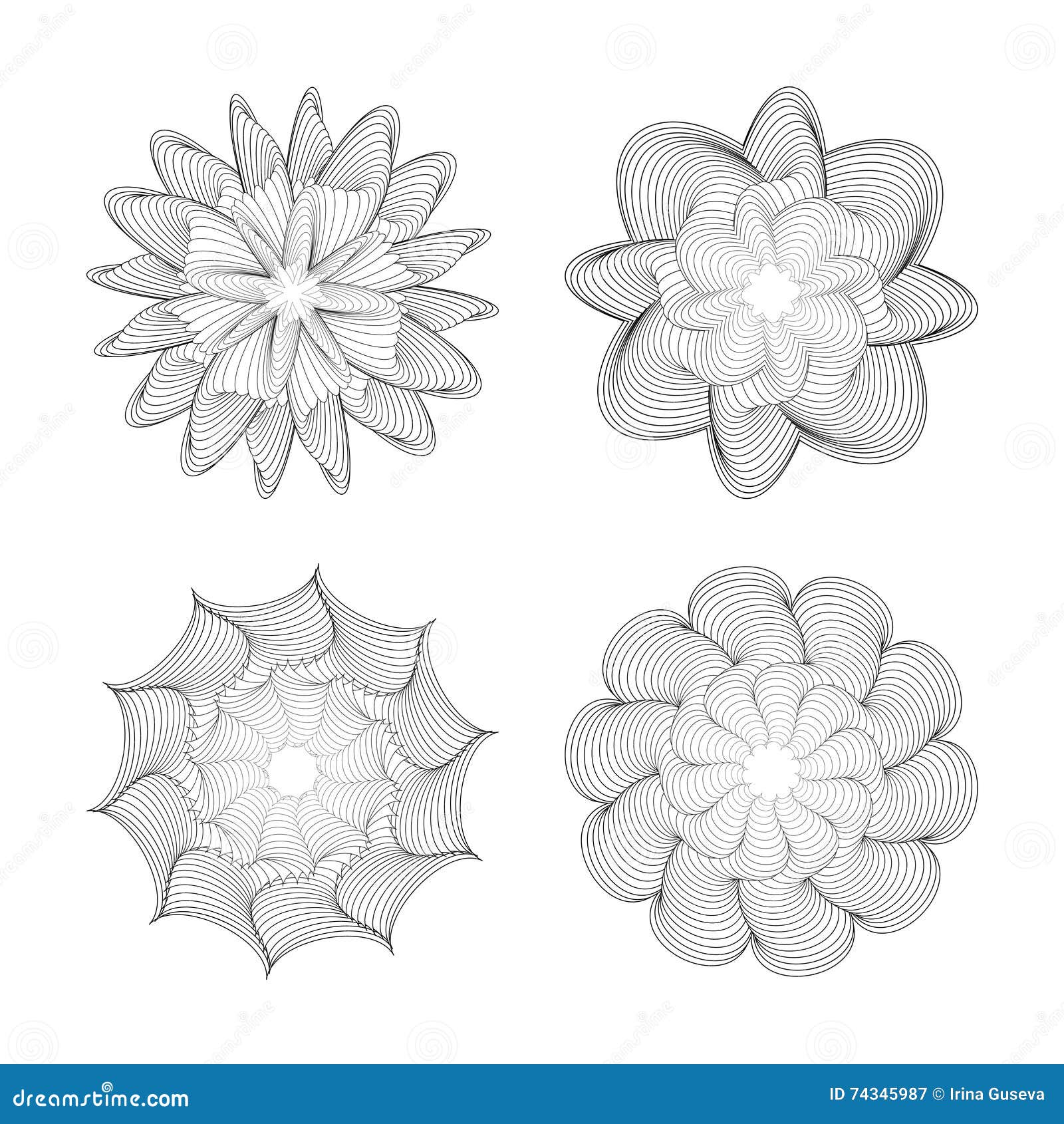 Twisted geometric shapes stock vector. Illustration of rosette - 74345987