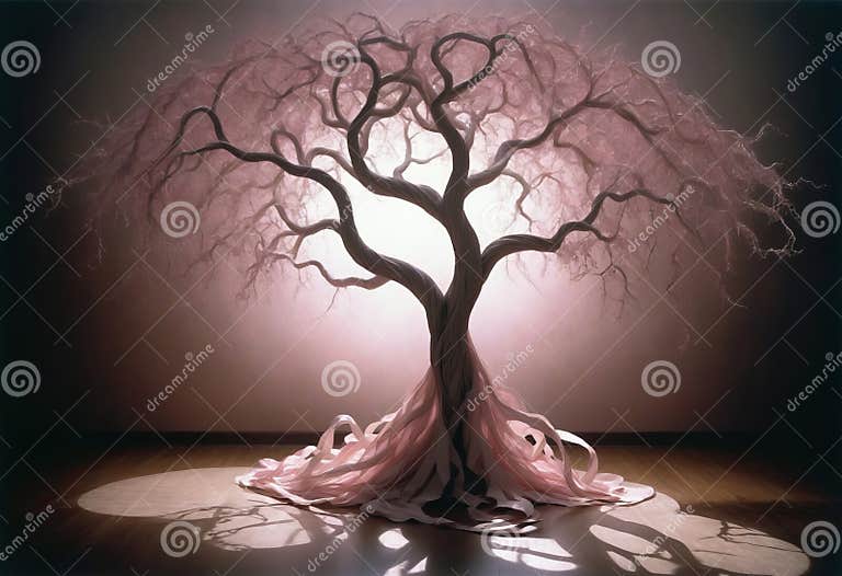 A Twisted, Gnarled Tree with Intricate, Flowing Branches Stock ...