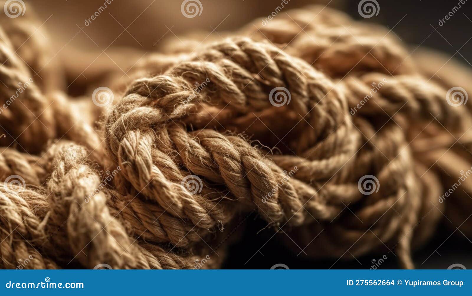 Twisted Hemp Rope Tied In Sailor Knot Generated By Ai Stock