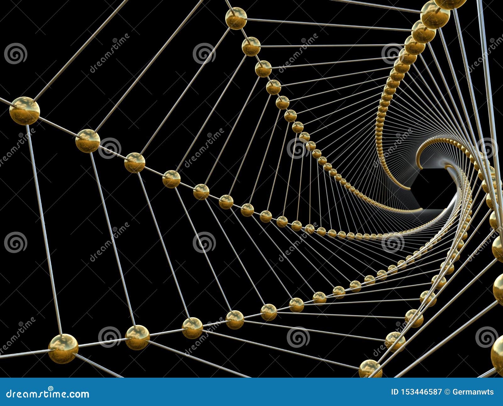 Twisted Hexagonal Metal Structure on Black Background. 3d Rendering ...
