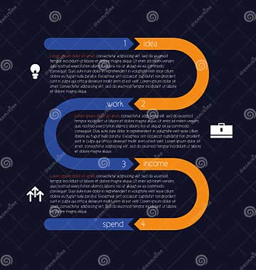 Twisted Info Graphic with Separate Sections Designated by Digits Stock ...