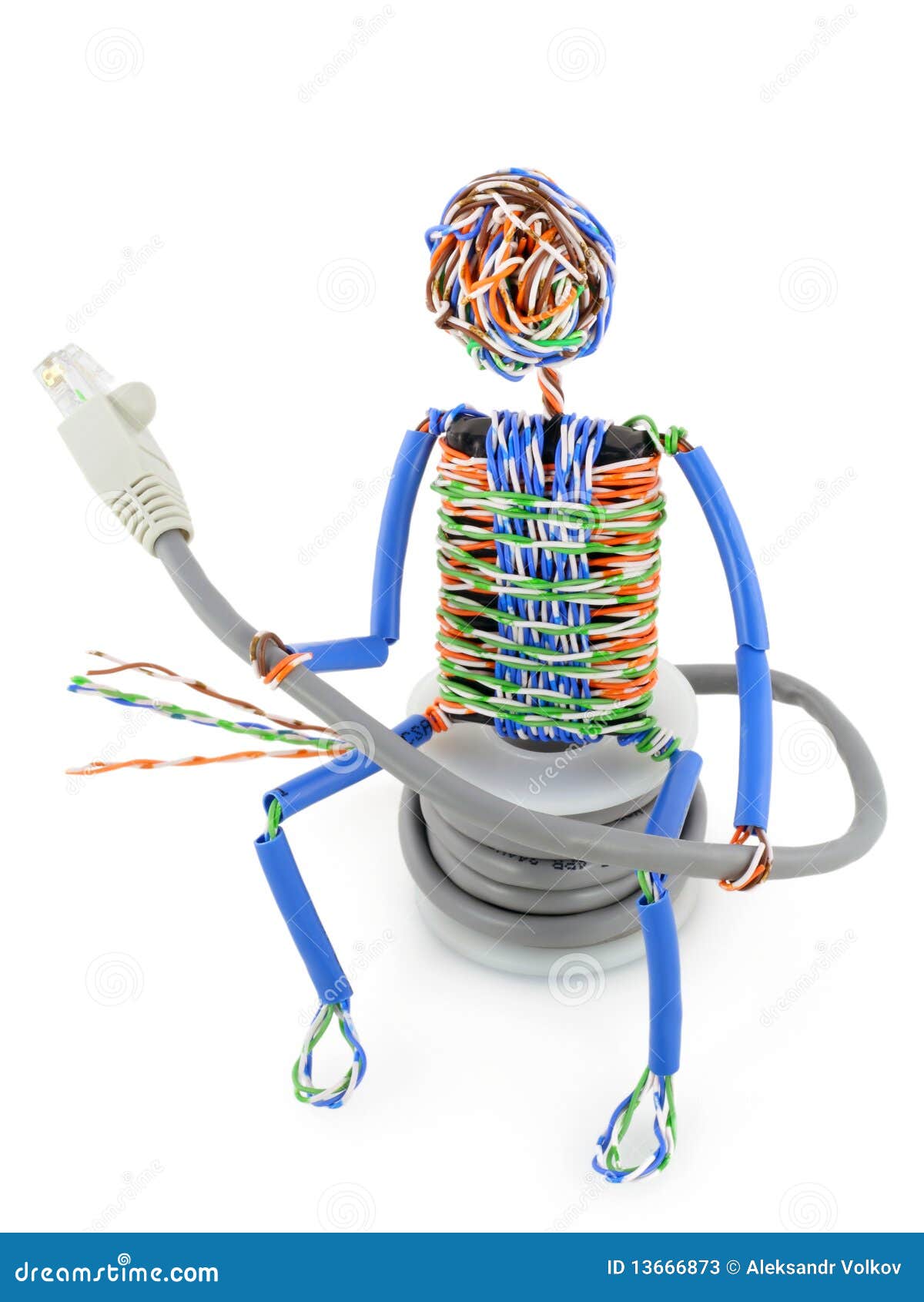 Twisted Man from a Computer Cable Stock Image - Image of communications ...