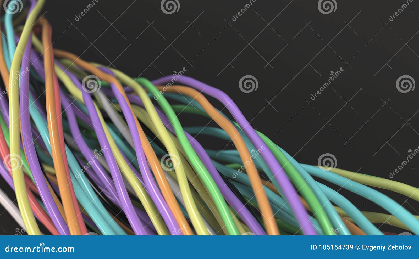 Twisted Multicolored Cables and Wires on Black Surface Stock ...