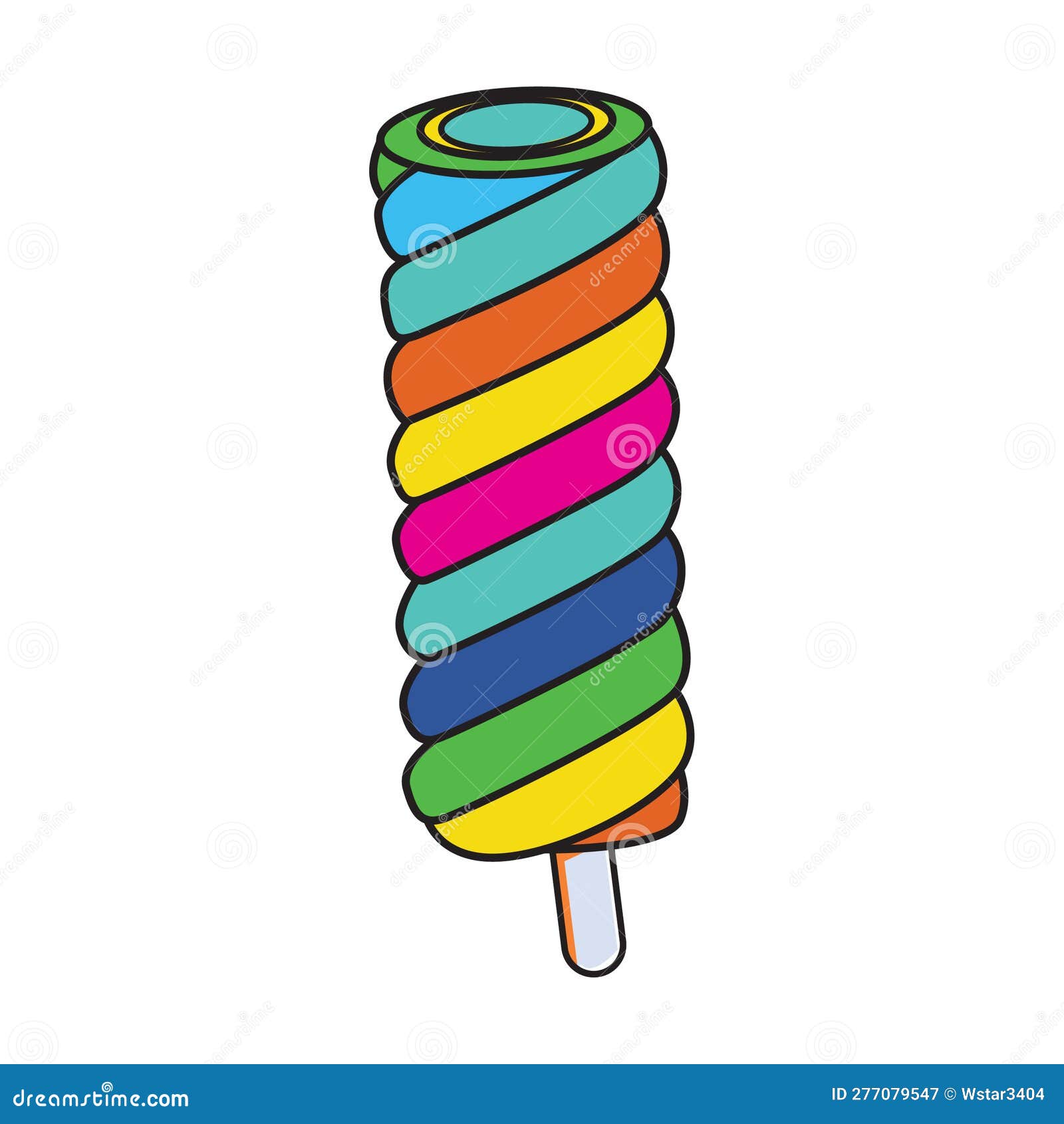 Twisted Rainbow Ice Cream Stick Isolated on White Background Stock ...