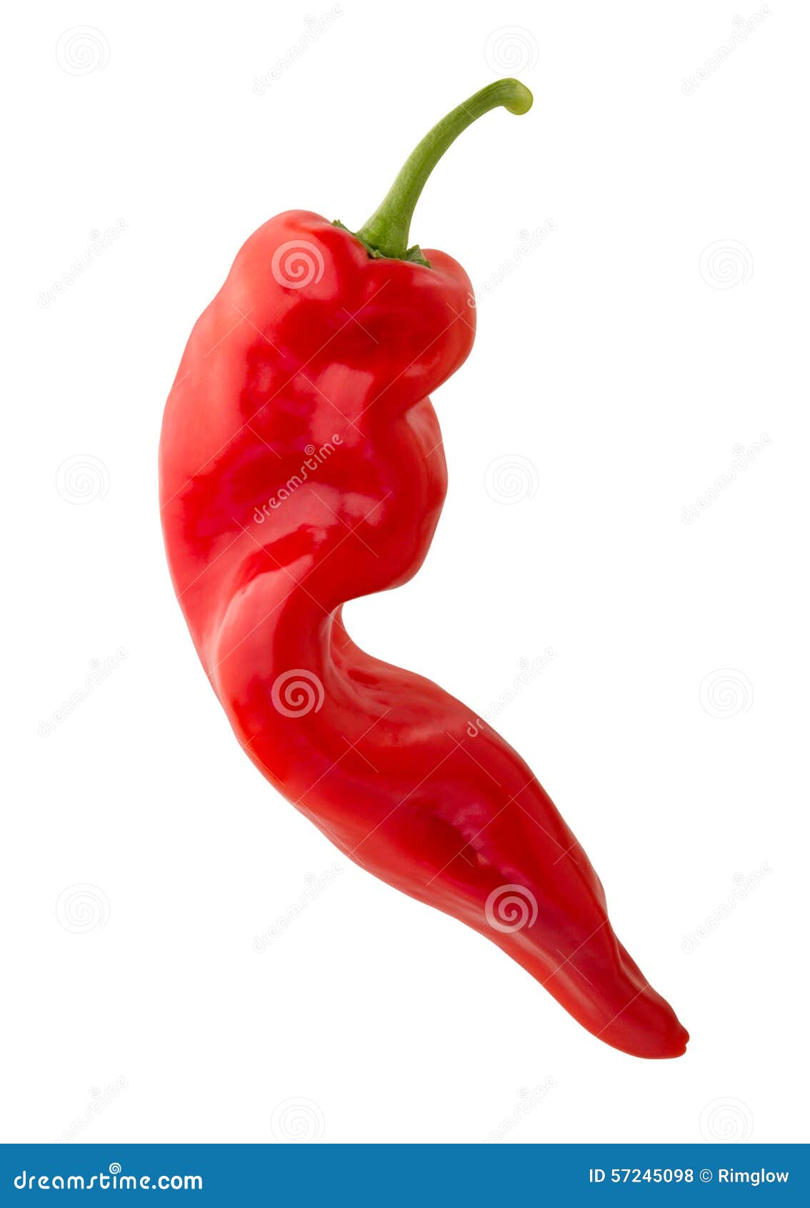 Twisted Red Sweet Pepper with Clipping Path Stock Photo - Image of ...