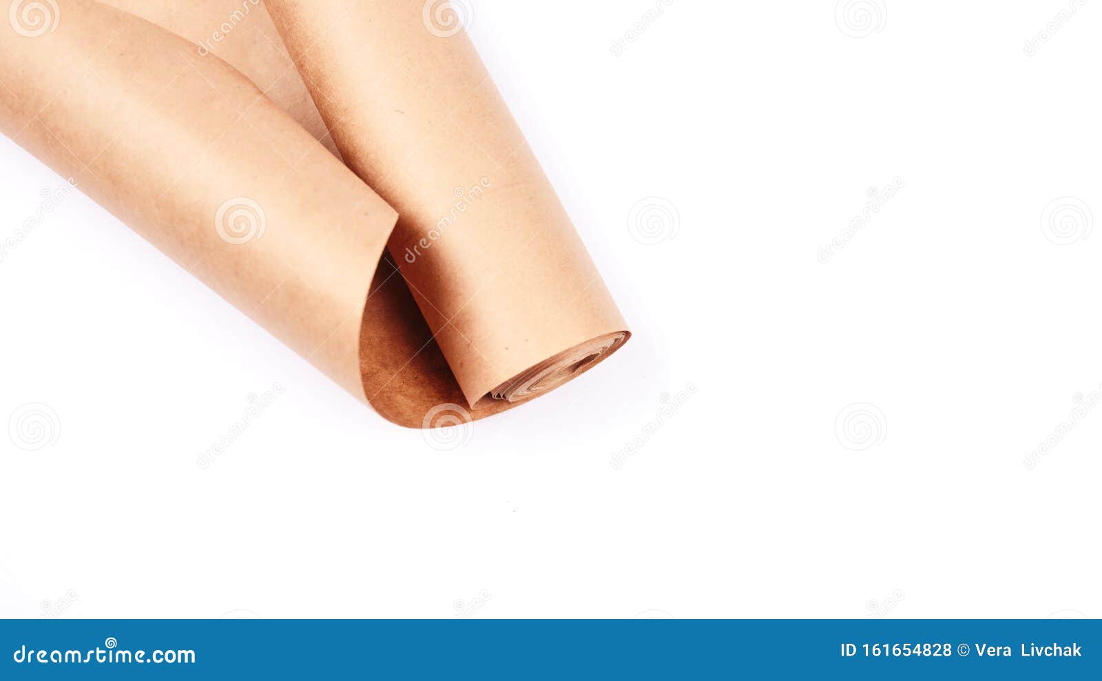 Twisted Into Roll Brown Wrapping Paper On White Background. Stock ...