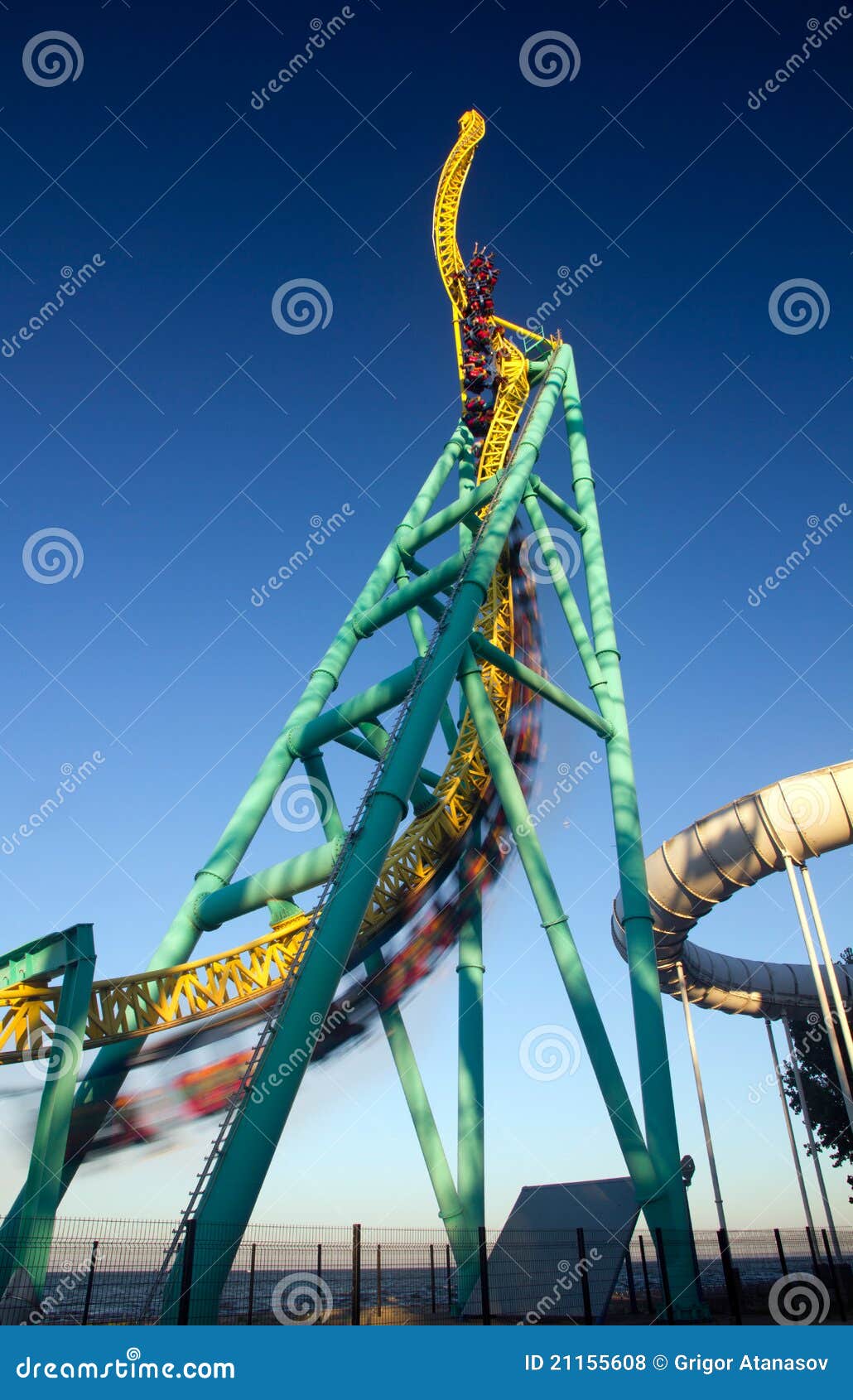 Twisted Roller Coaster Ride Stock Photo - Image of exciting, track ...