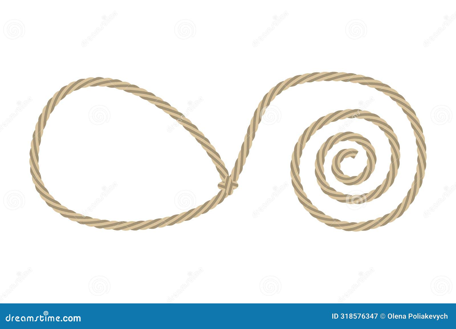 Twisted Rope Loop. Brown Coiled Knot. Vector Cord Illustration ...