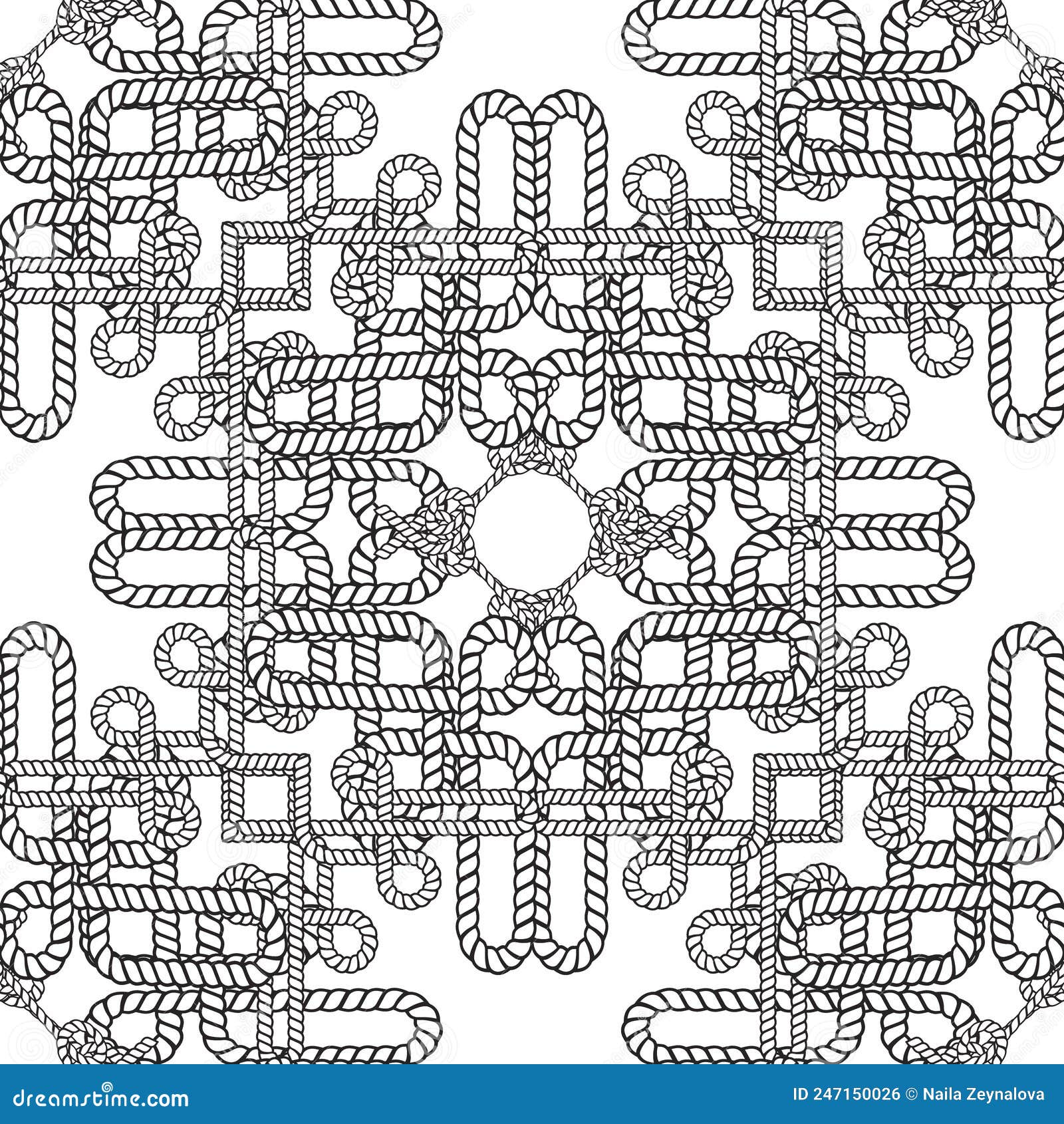 Twisted Ropes Black and White Seamless Pattern. Intricate Ornamental ...