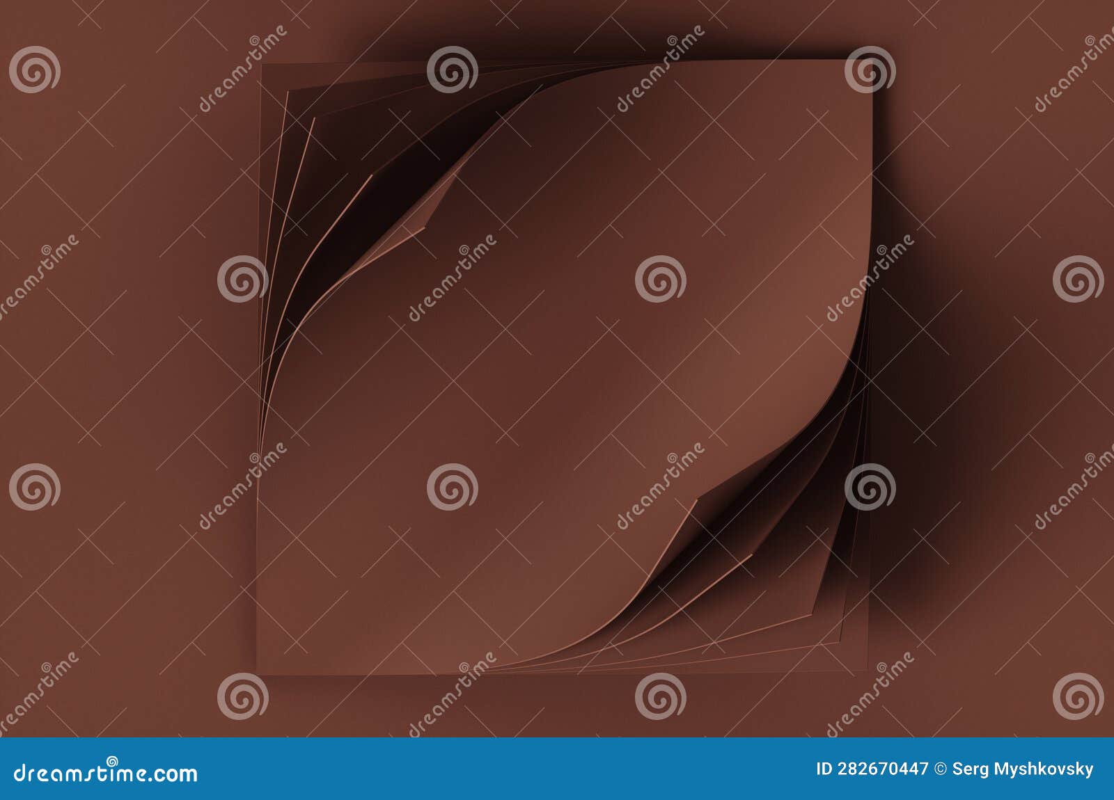 A Twisted Square Stack of Brown Paper on a Brown Background Stock ...