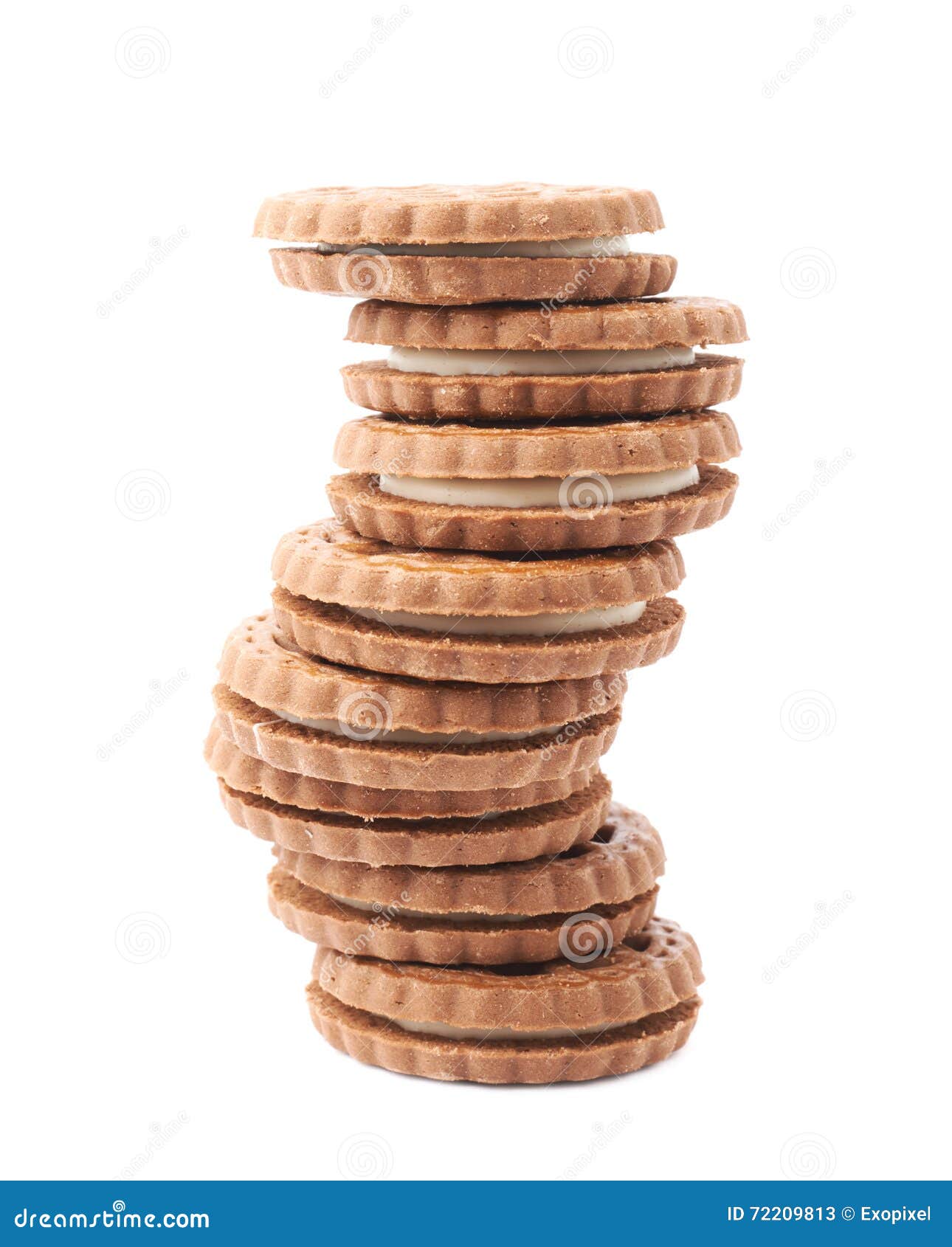 Twisted Stack of Cookies Isolated Over the White Background Stock Image ...