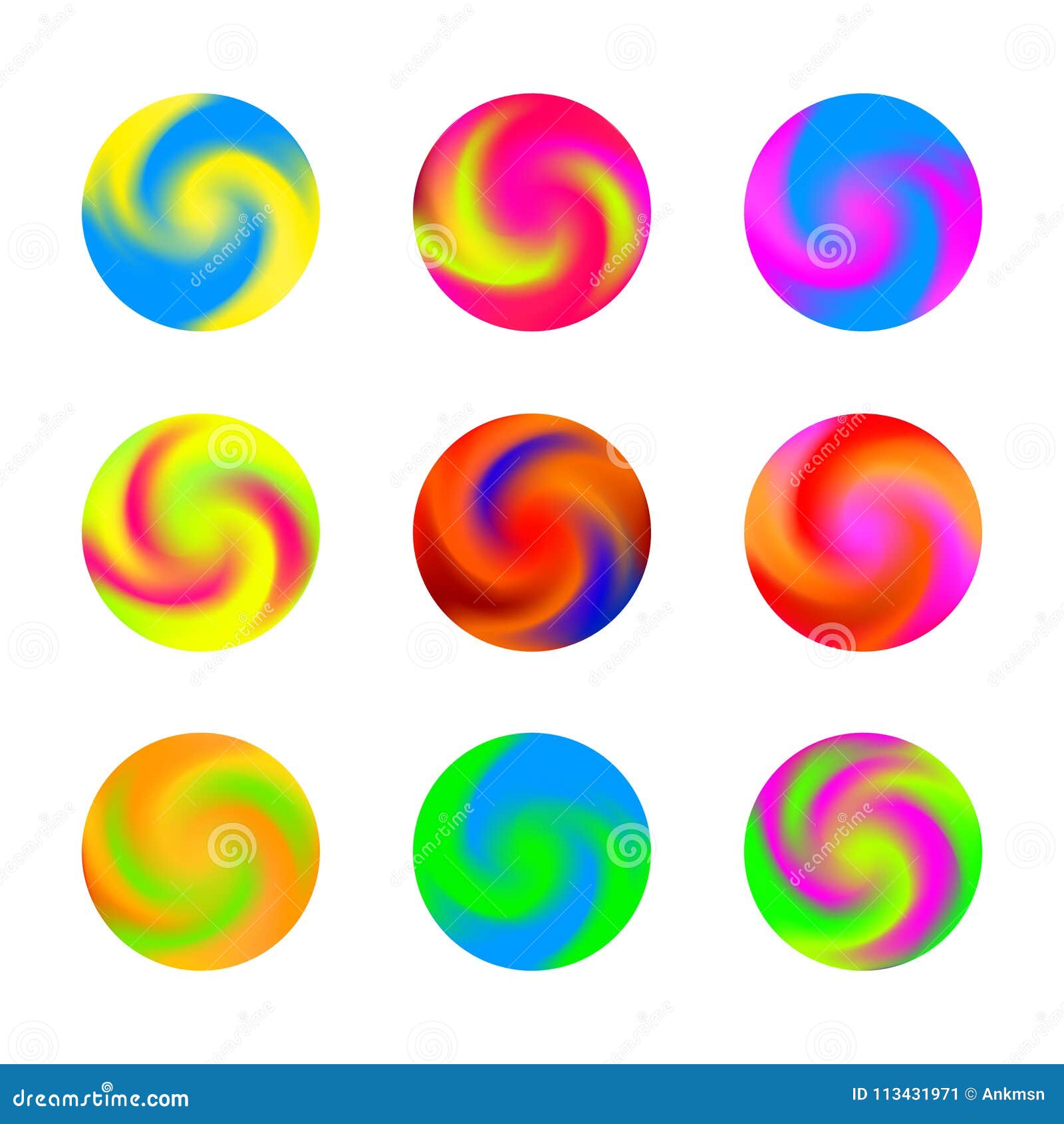 Twisted Swirl Color Ball Three Dimensional Set Design Element Stock ...