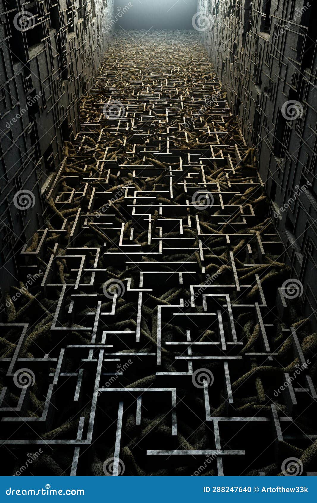 Twisted Tangle of Danger: Abstract Maze in Desolate Industrial Complex ...