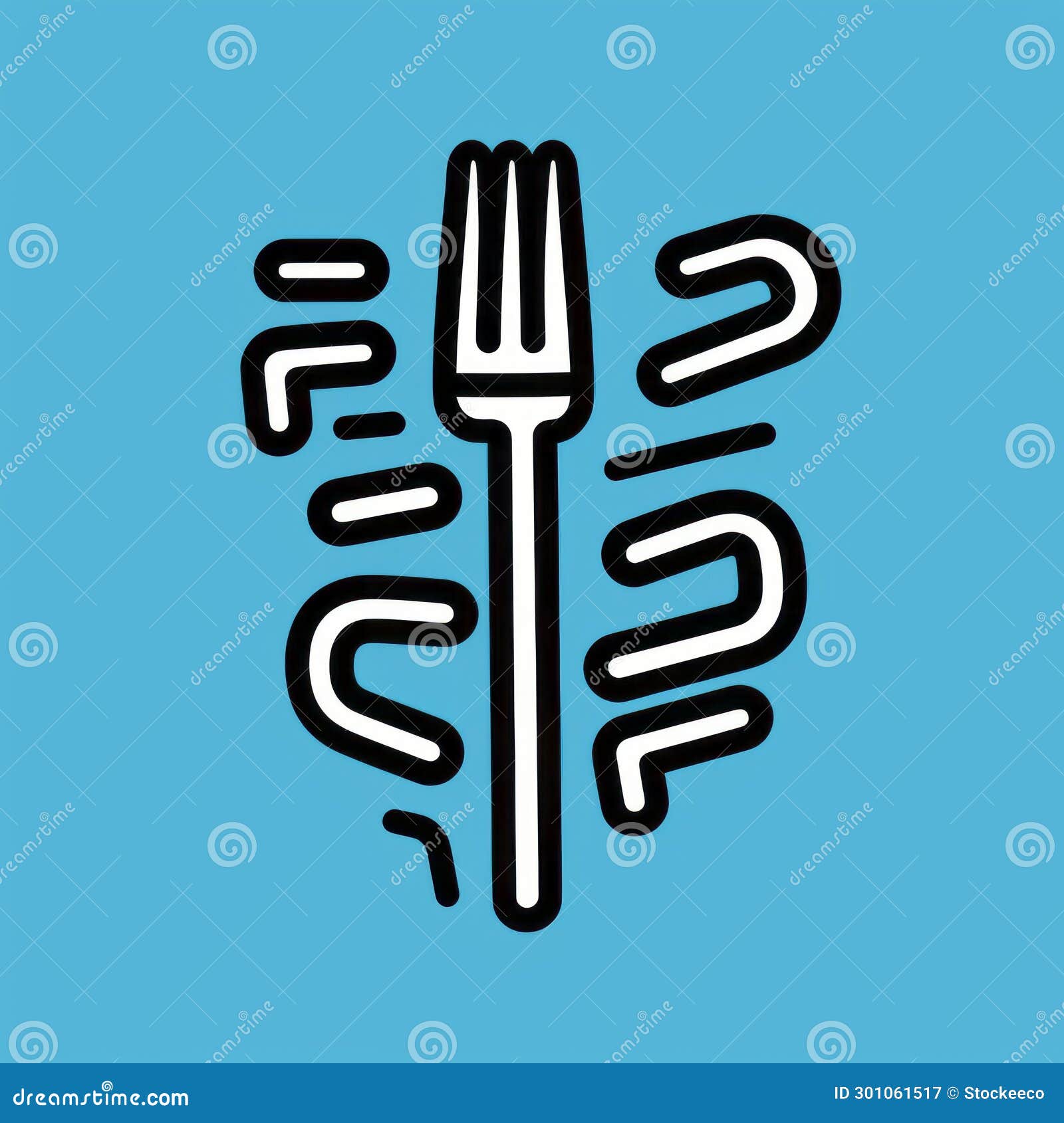 Twisted Tangles: a Graffiti-influenced Fork Icon on Blue Background ...