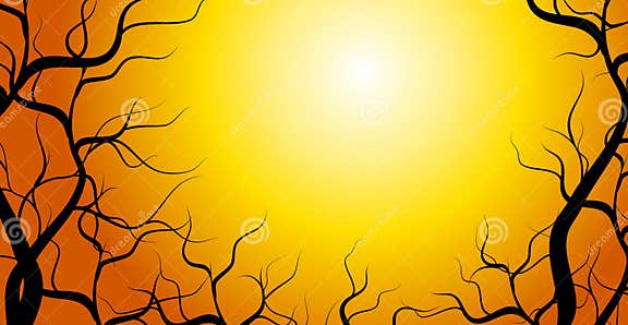 Twisted Tree Branches Sunset Stock Illustration - Illustration of ...