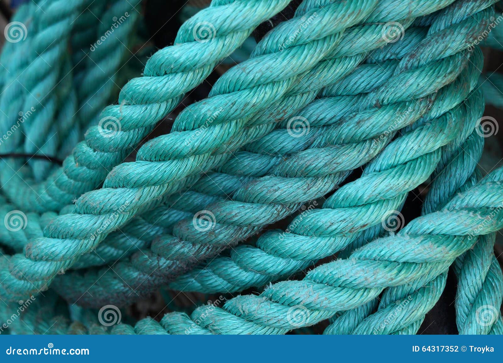 Twisted turquoise rope. stock photo. Image of rough, closeup - 64317352