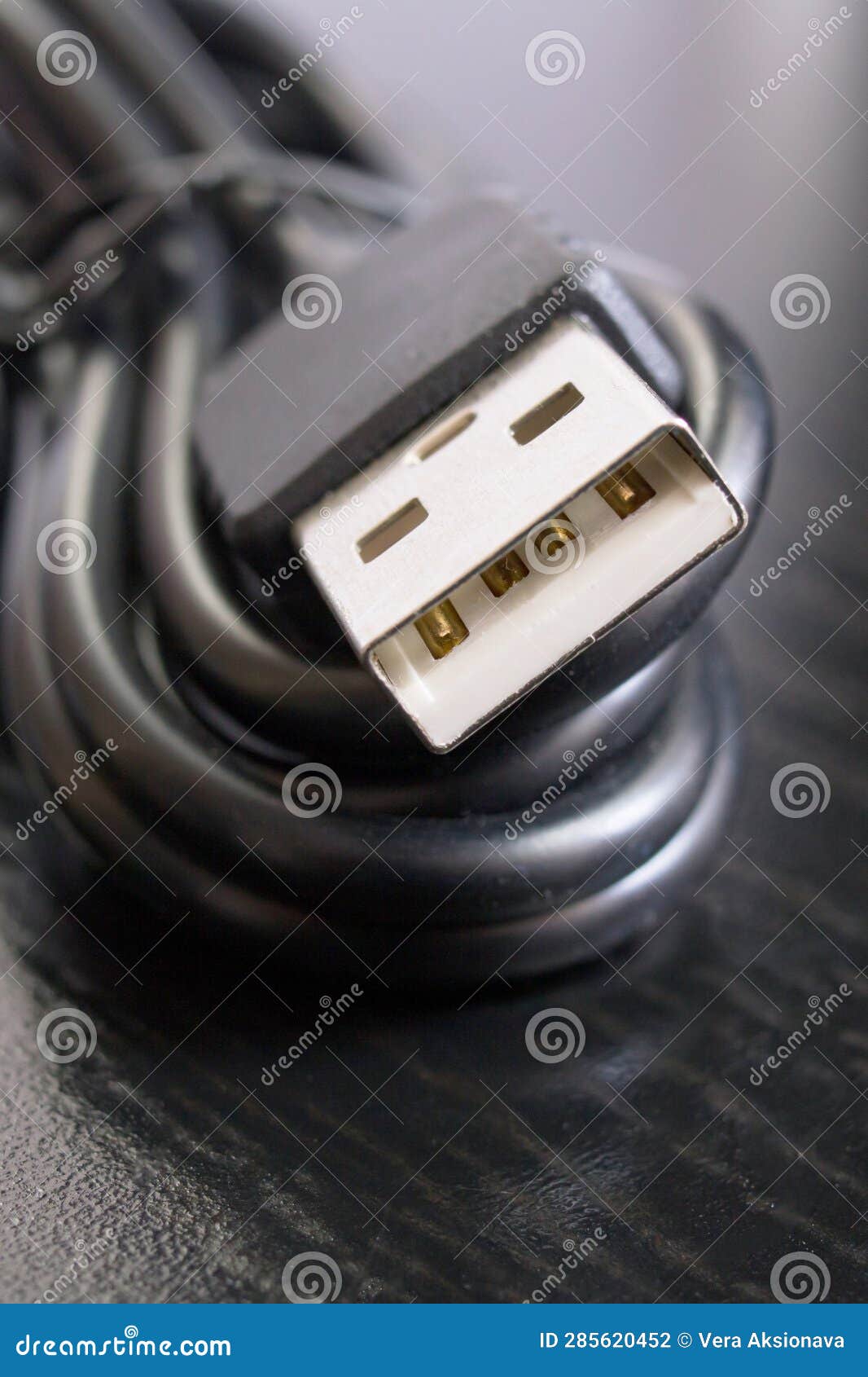 Twisted USB Wire for Telephone on Wooden Background Stock Photo - Image ...