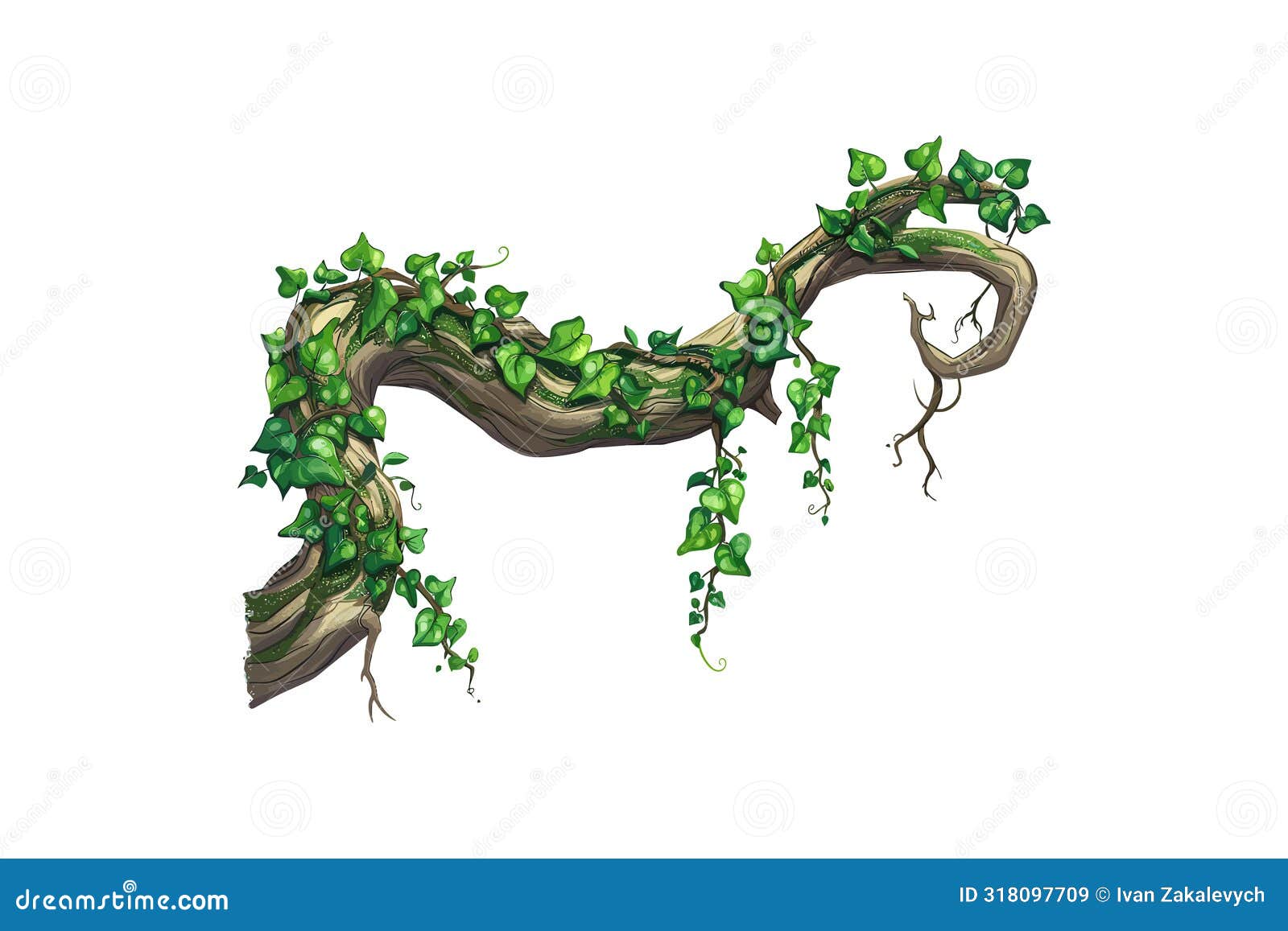 Twisted Vine with Lush Green Leaves. Vector Illustration Design Stock ...