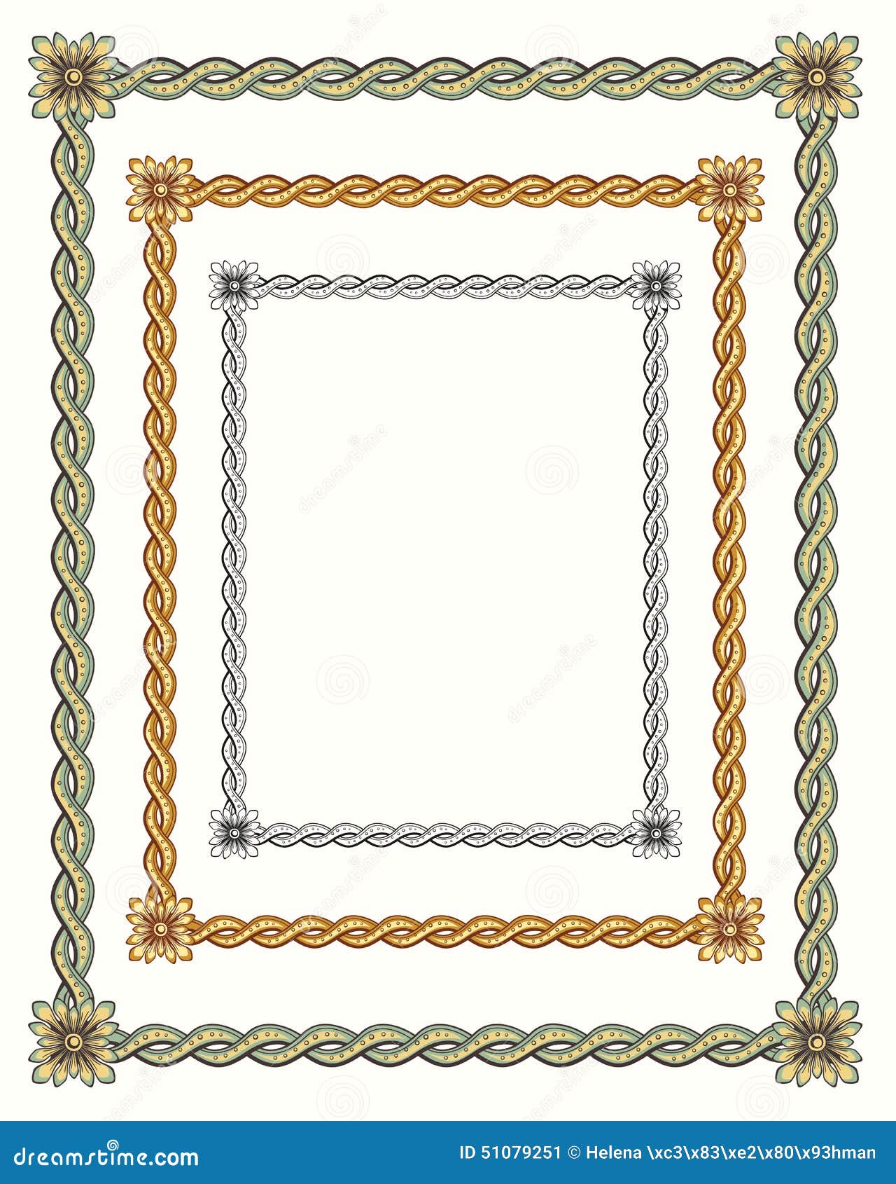 3 Twisted Vintage Rope Frames Stock Vector - Illustration of frames ...