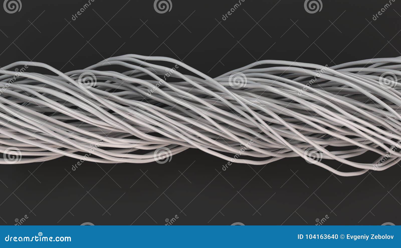 Twisted White Cables and Wires on Black Surface Stock Illustration ...