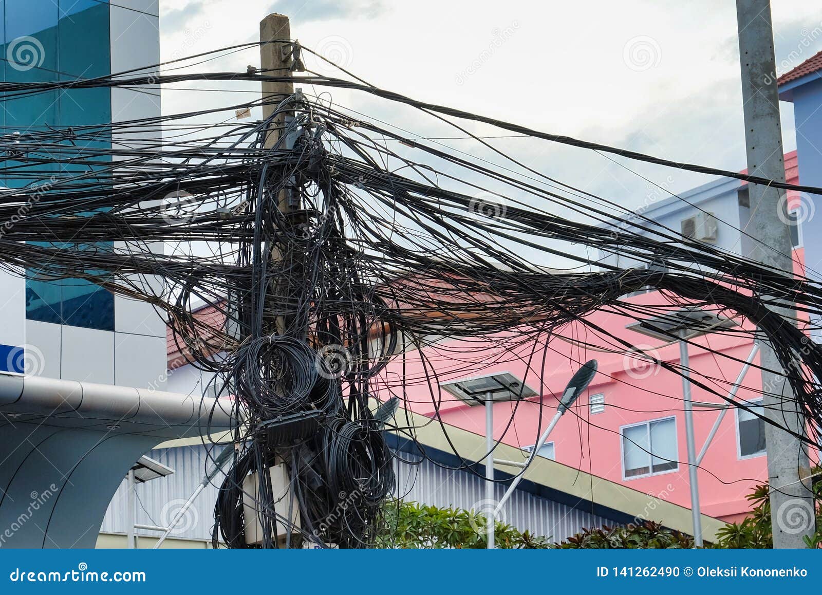 Twisted Wires of Power Lines, Chaos of Urban Communications, Cable ...