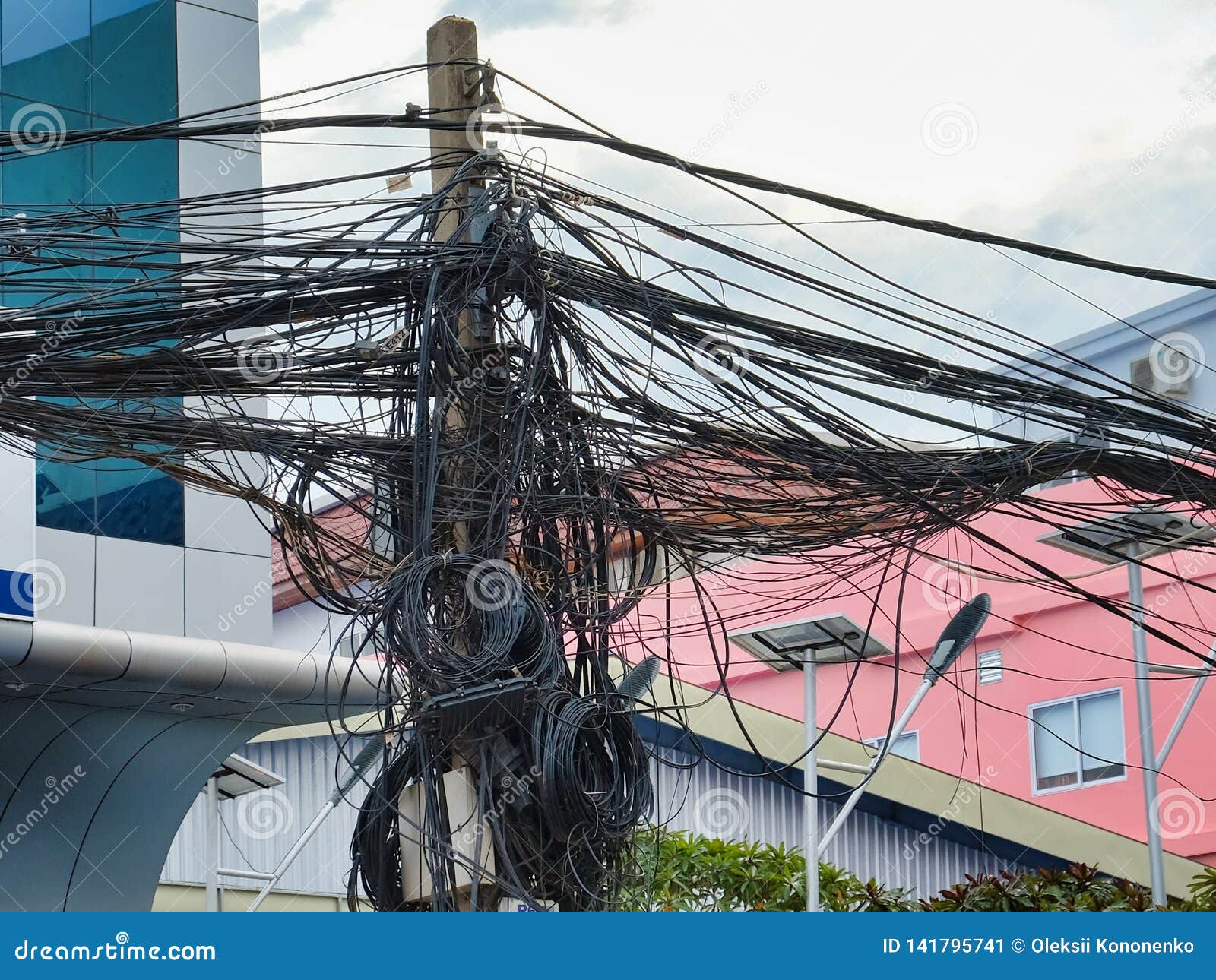 Twisted Wires of Power Lines, Chaos of Urban Communications, Cable ...