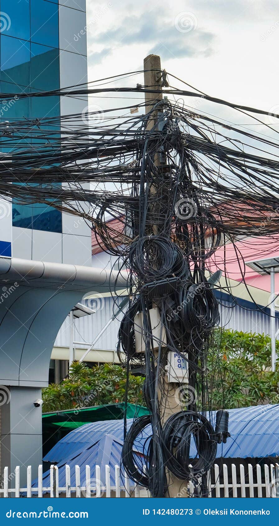 Twisted Wires of Power Lines, Chaos of Urban Communications, Cable ...
